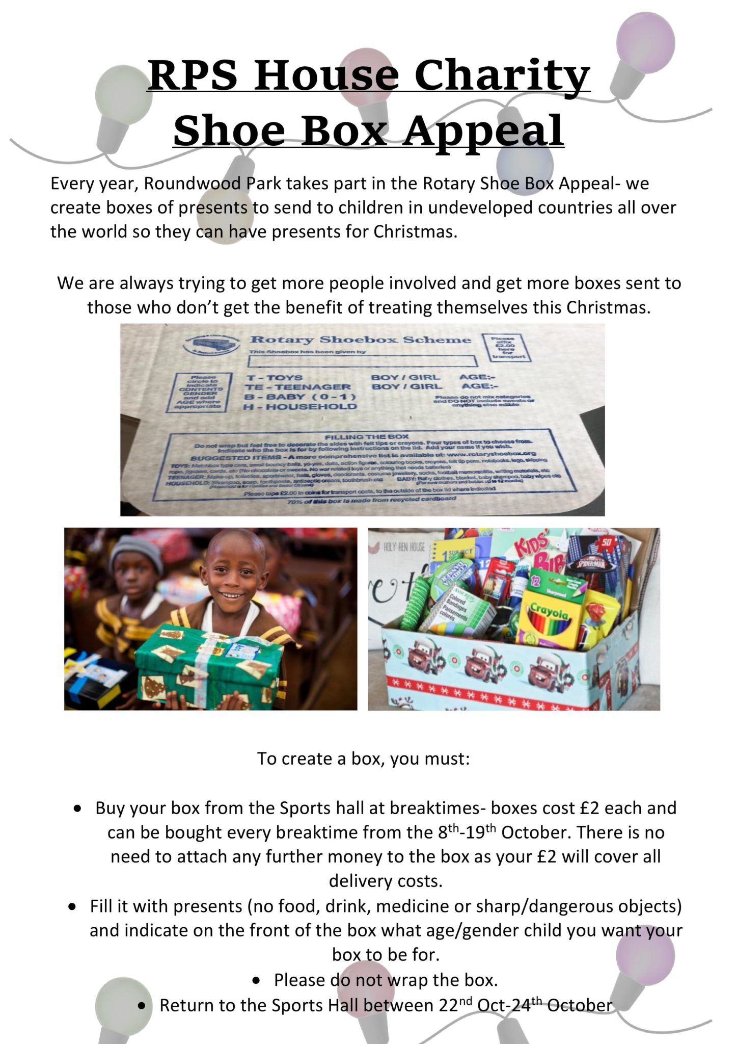 Rotary Shoe Box Appeal – Roundwood Park School